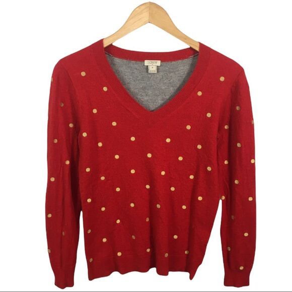 J. Crew | Sweaters | Sw Womens J Crew Polka Dot Merino Wool Blend V ...